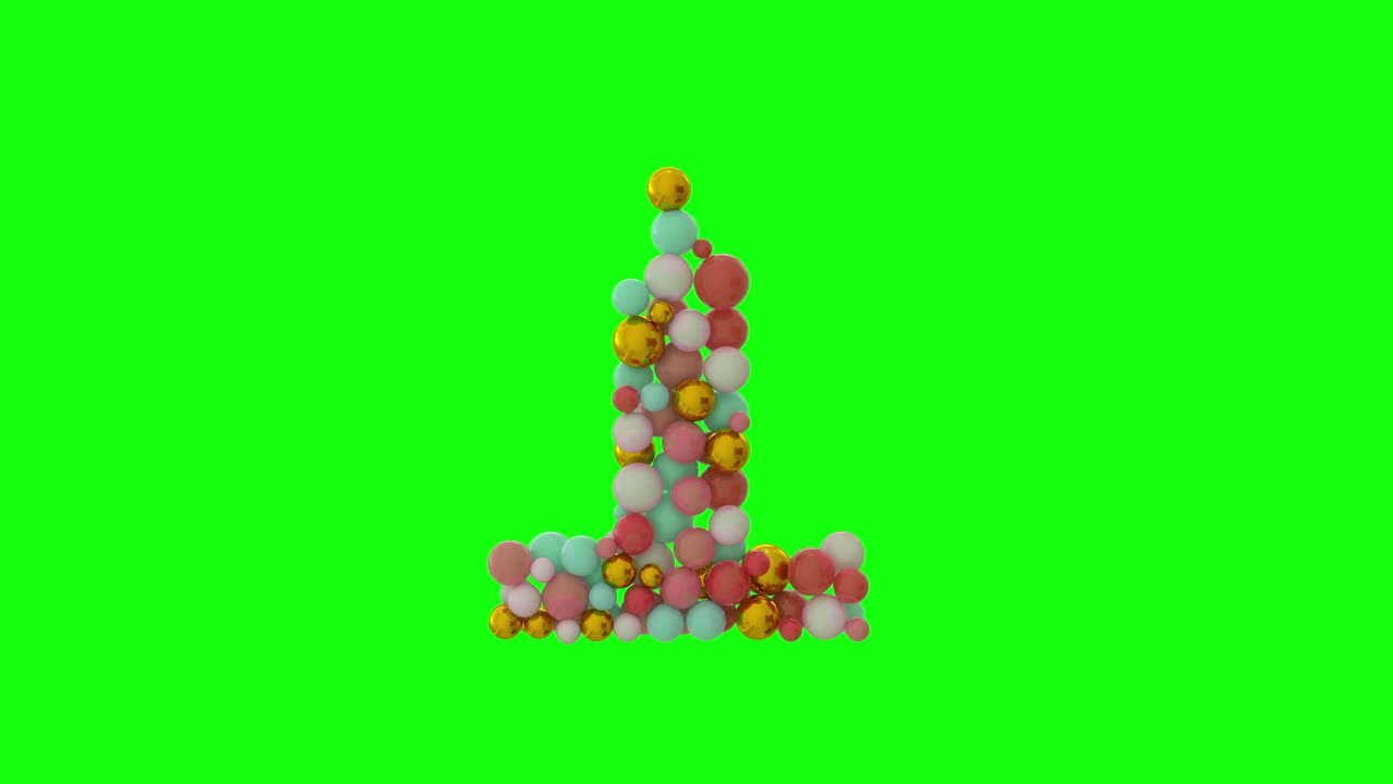 Premium stock video - Green screen number 1 made of spheres