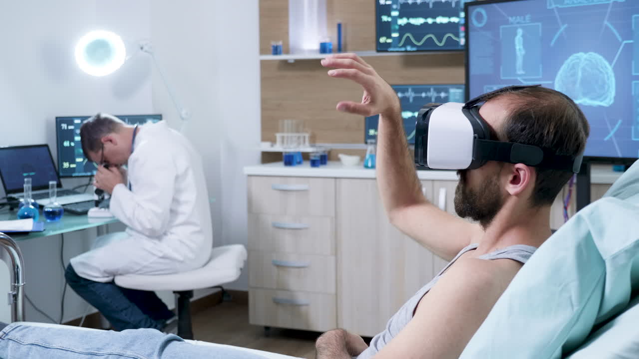 Premium stock video - Doctor in a modern neurology centre working on ...