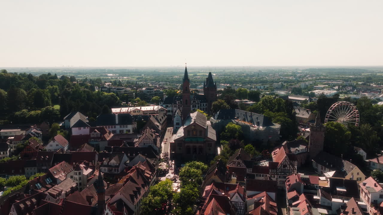 Drone footage revealing historic heart of Weinheim, Germany | freepik