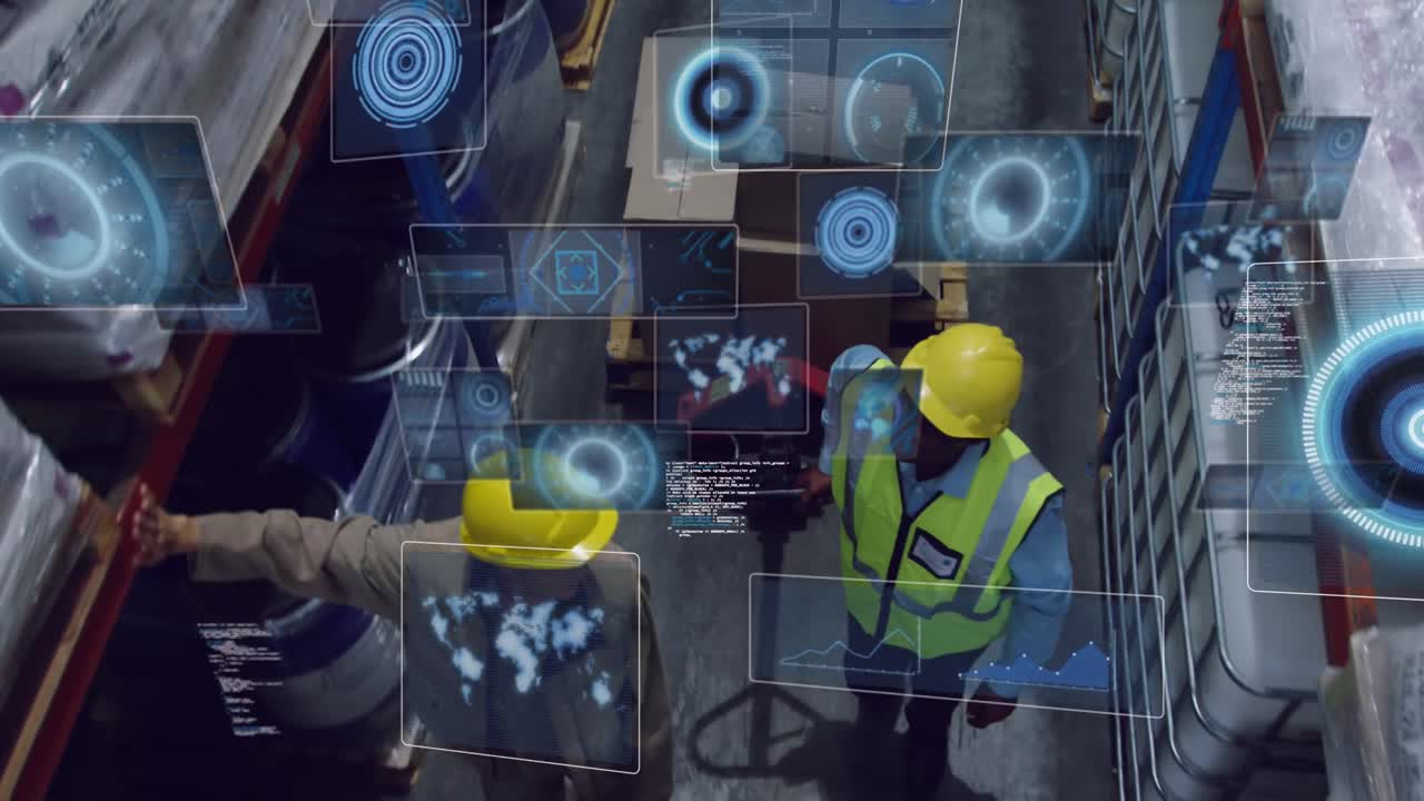 Premium stock video - Animation of data processing with scope scanning ...