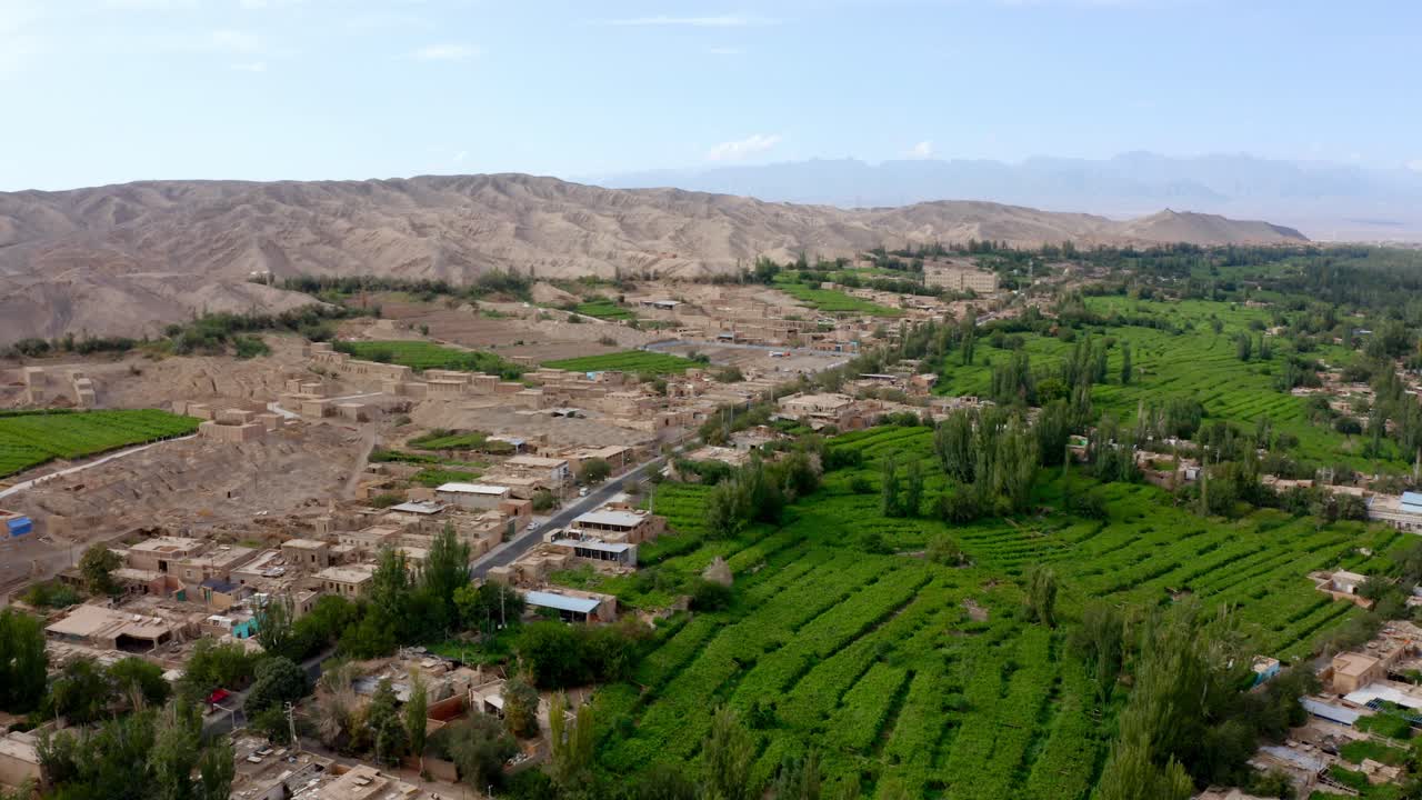Bird's eye view of turpan grape valley, putaogou , xinjiang, china ...