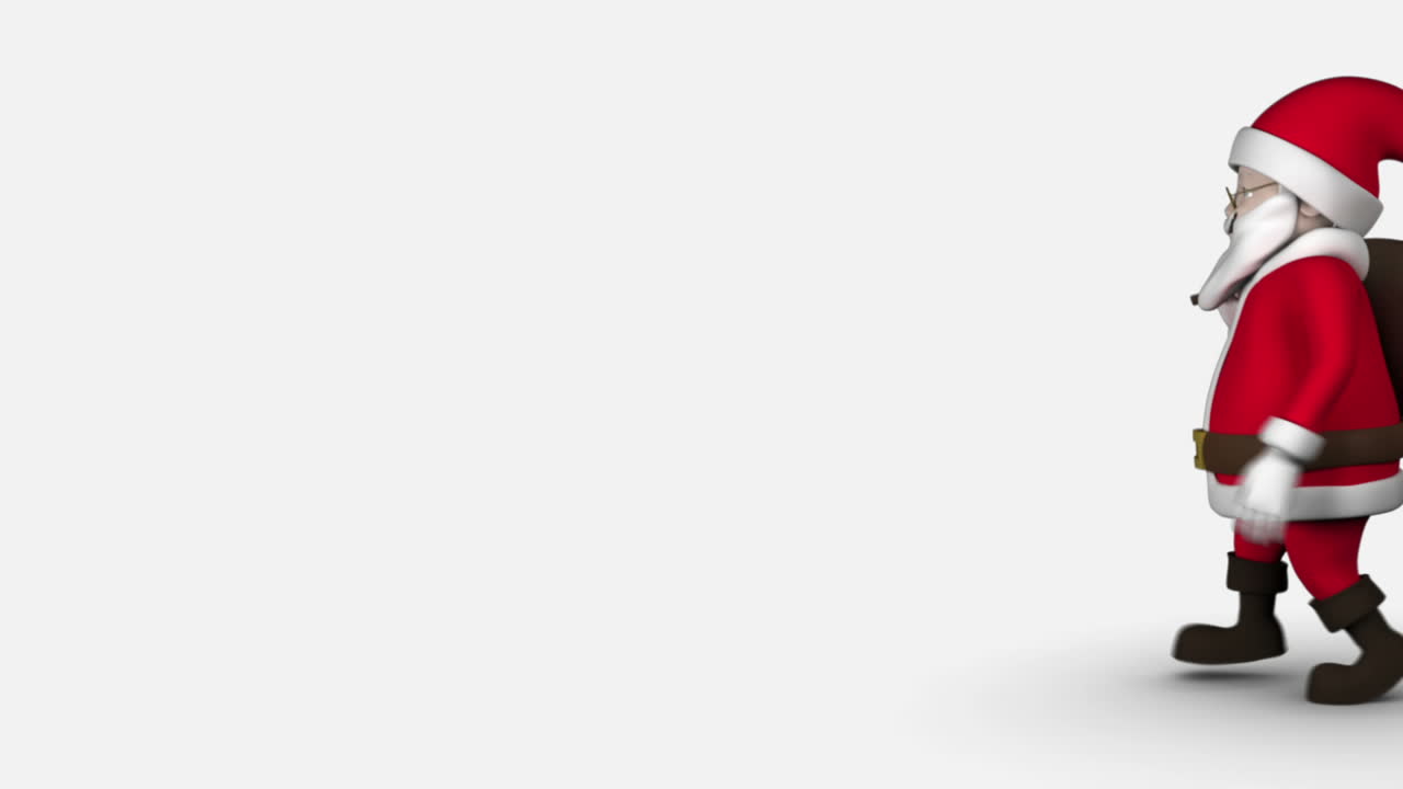 Premium stock video - Cartoon santa walking on white background