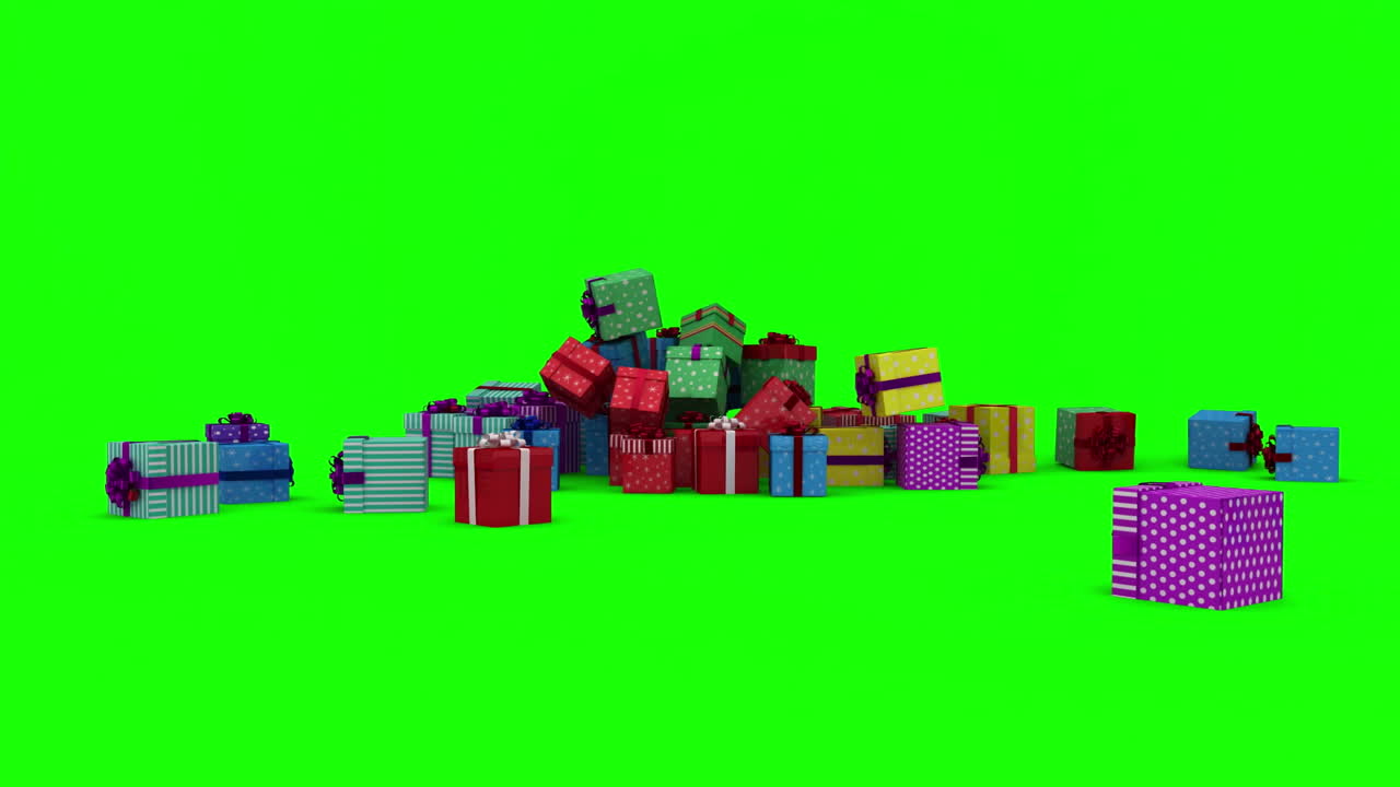 Christmas presents falling on green background | Premium Stock Video ...