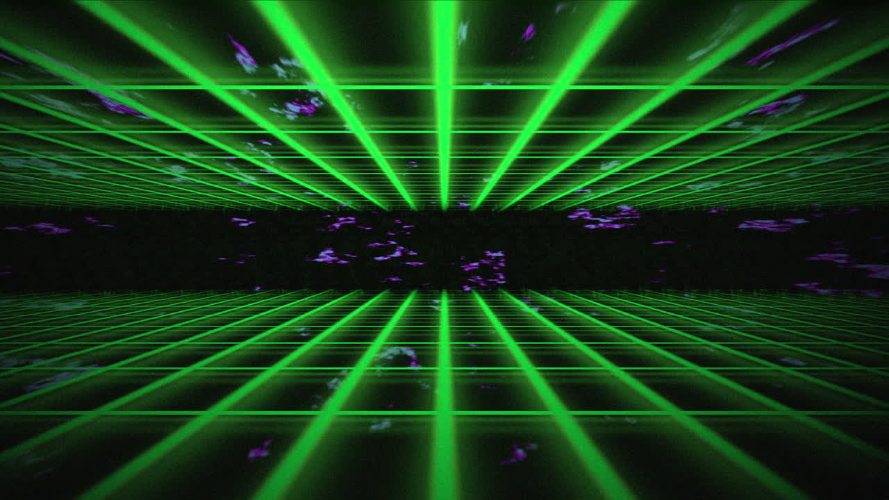 Premium stock video - Bright neon green retro wave perspective ...