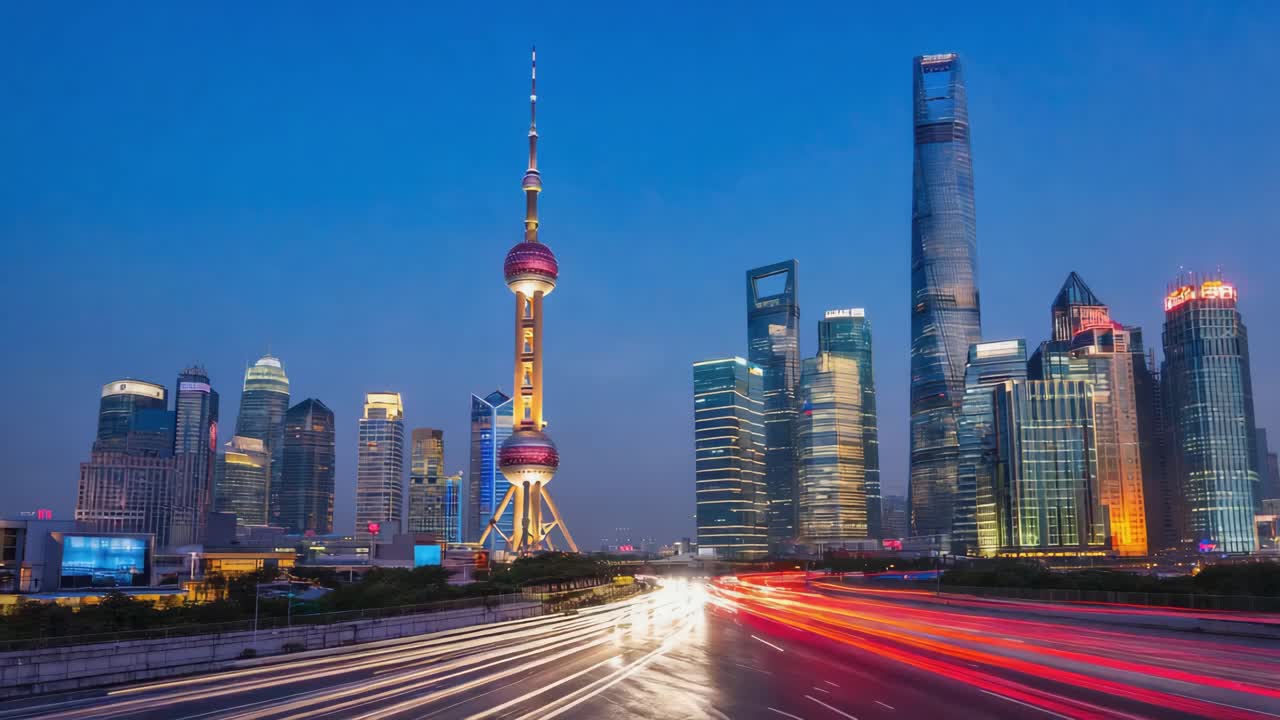 Vibrant Shanghai Skyline at Night with Oriental Pearl TV Tower and ...