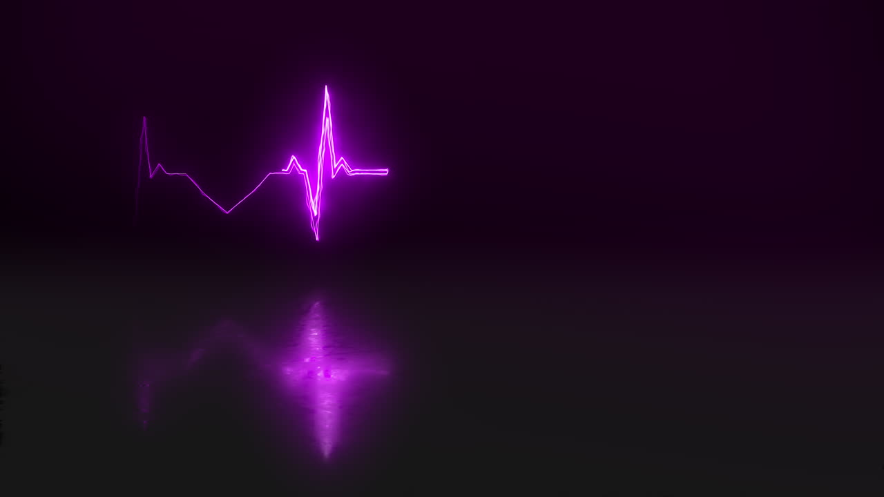 Premium stock video - Digital cgi heartbeat lines illuminated in purple