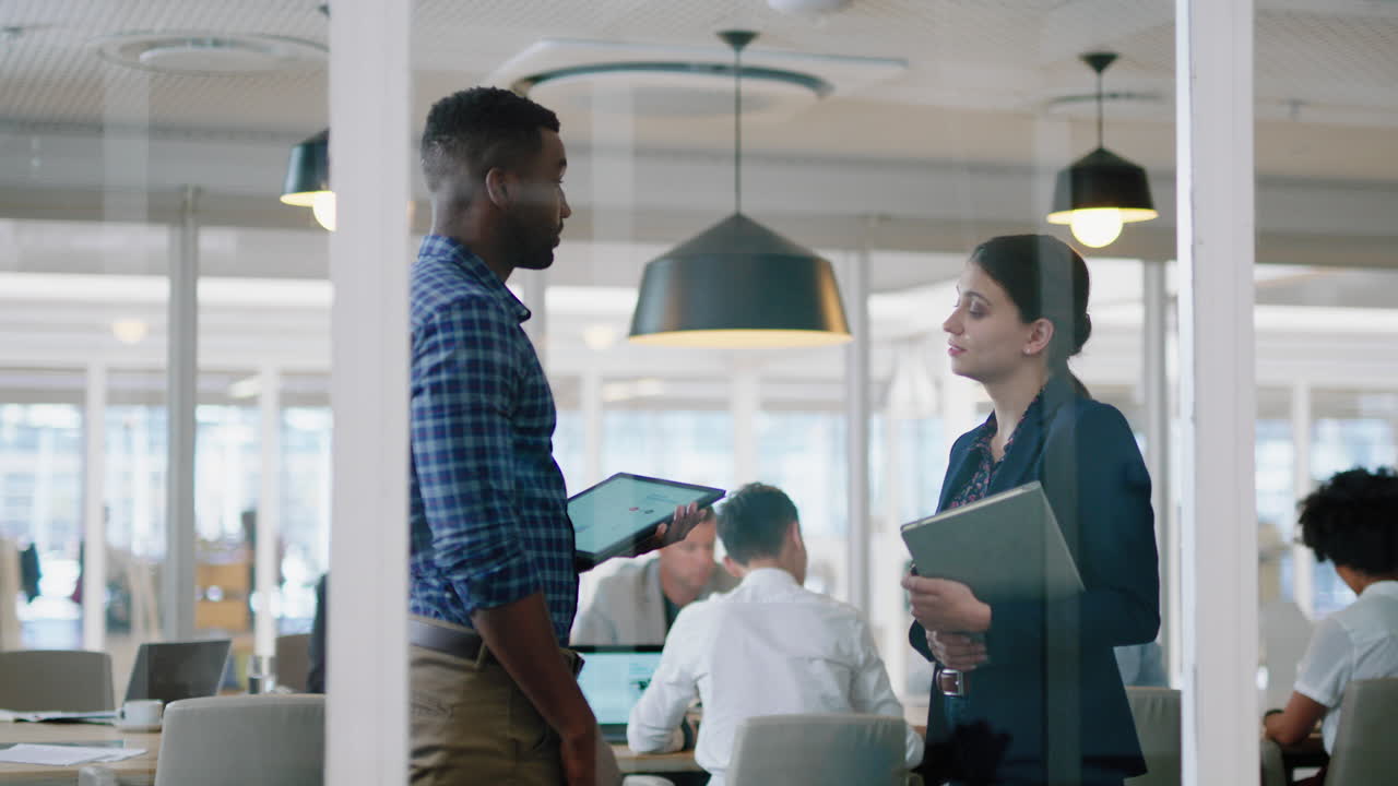 Premium stock video - Business man boss shaking hands with intern woman ...