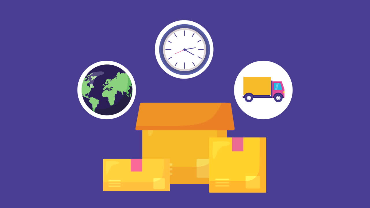 Logistic service animation with boxes and set icons | Premium Stock ...