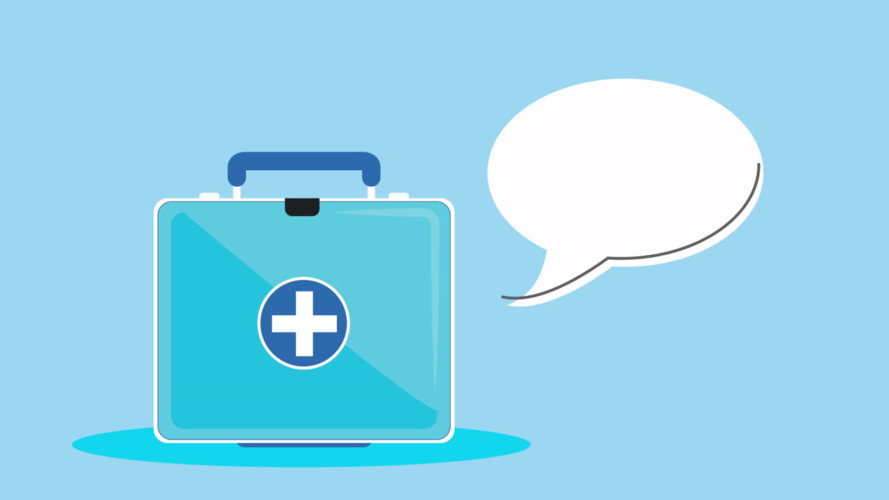 First Aid Kit and Blank Speech Bubble | Premium Stock Video Footage