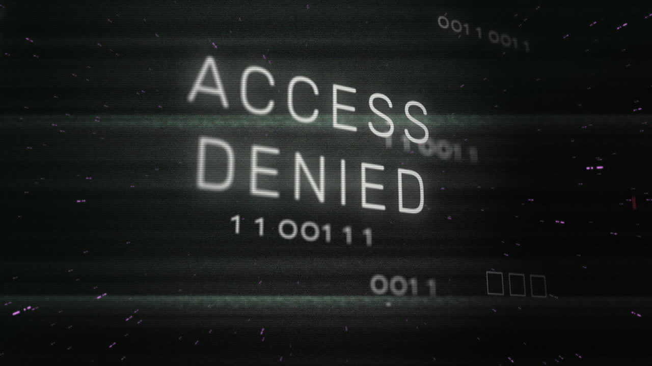 Premium Stock Video Animation Of Access Denied Text Banner And Binary Coding Against