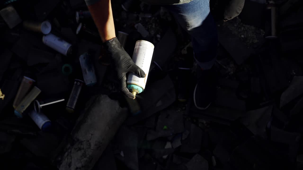 Graffiti Artist Spraying Spray Paint In The Air 4k Free Stock Video ...