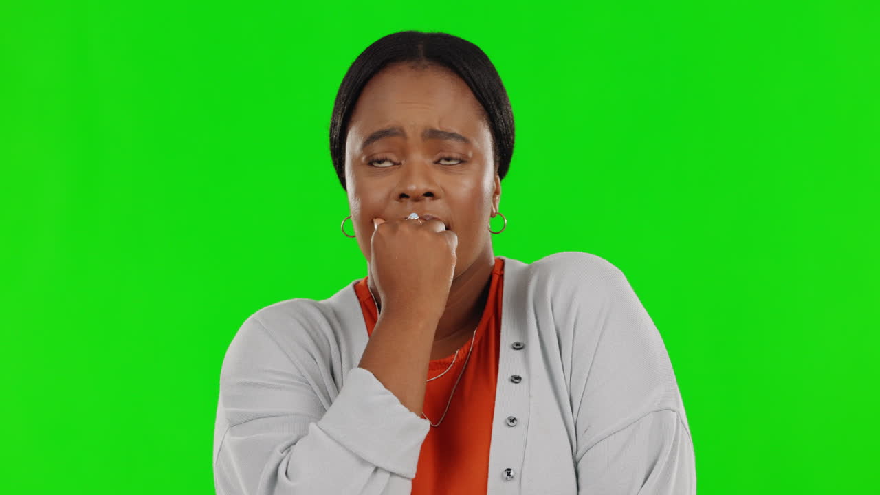Anxiety, Green Screen And Nervous Black Woman Free Stock Video Footage ...