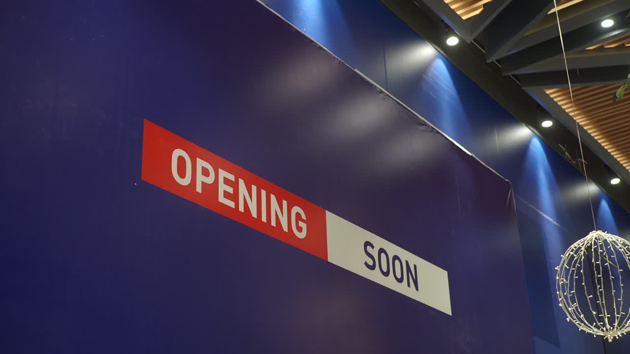 Opening soon sign in mall Premium Stock Video Footage
