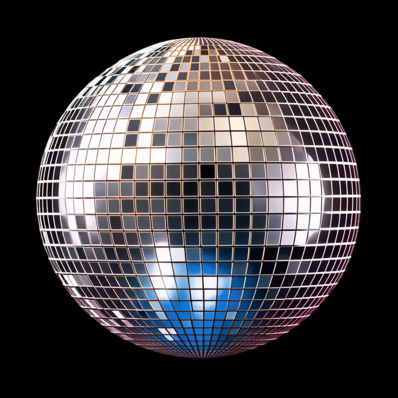 Reflective disco ball sphere animation isolated asset, transparent 4K ...