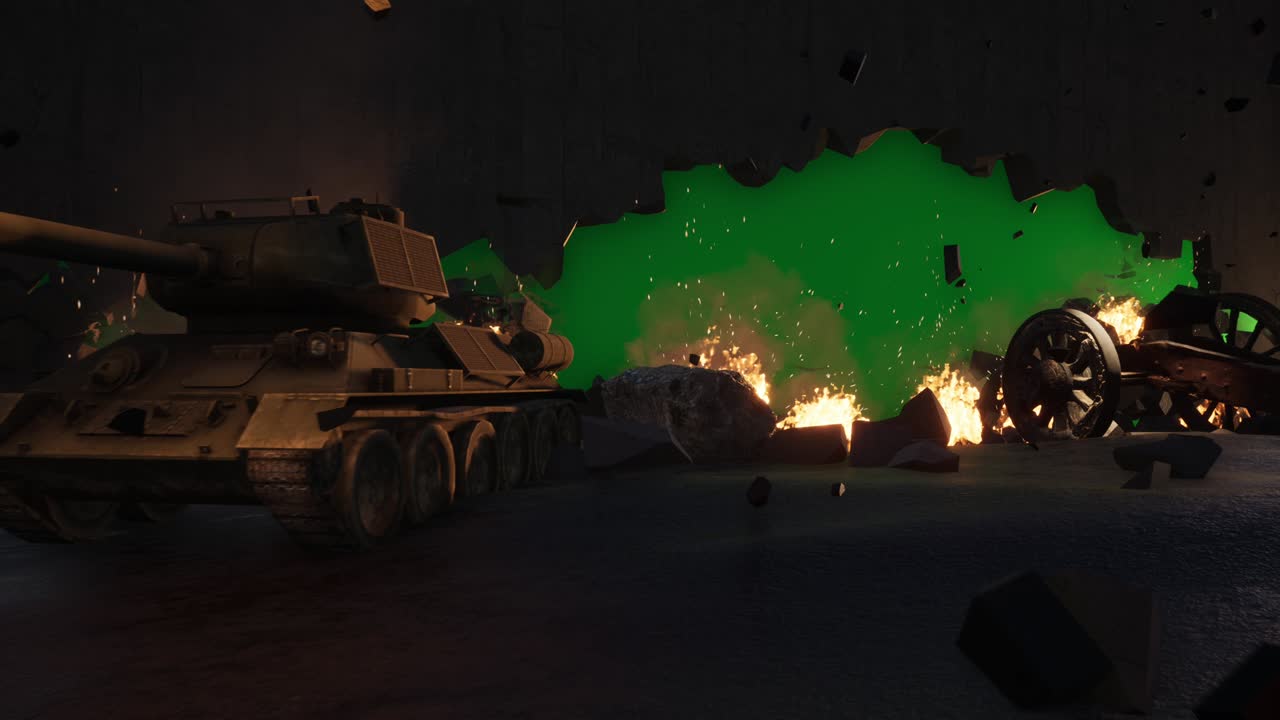 After War With Green Screen Background 4K | Premium Stock Video Footage
