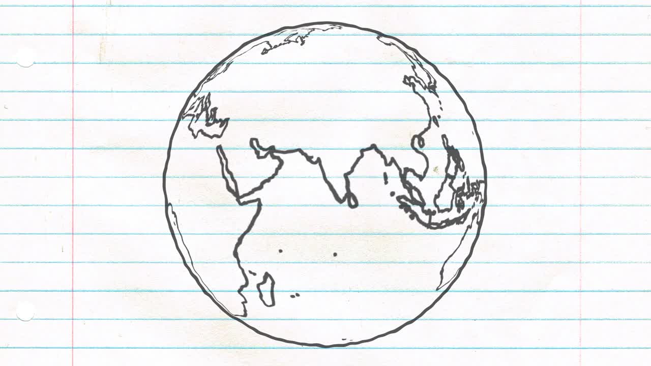 Earth drawing paper cartoon hand drawn animation spinning globe world ...
