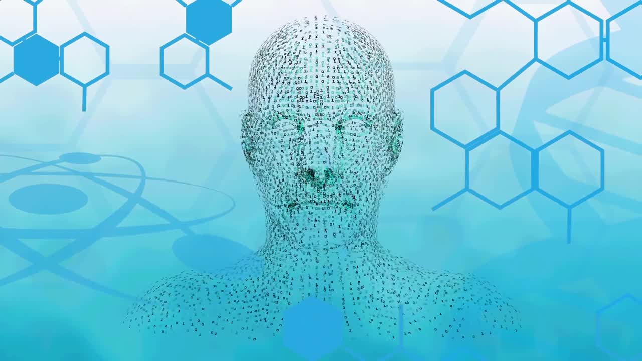 Premium stock video - Animation of human bust, network of connections ...