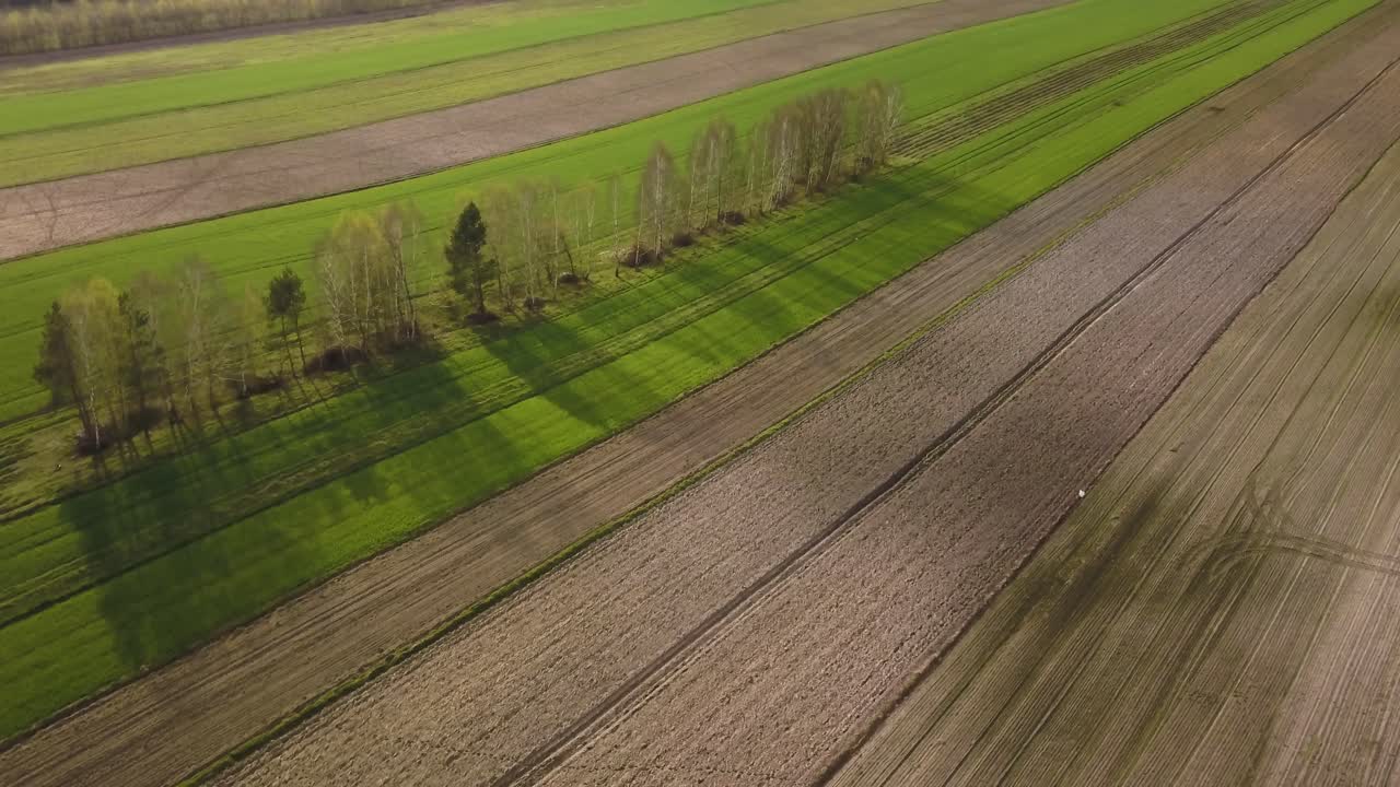 Food Crisis Concept Aerial Footage Of Rye Farm Land Field Plowed Land ...