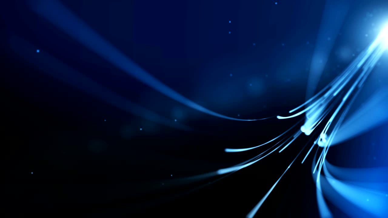 Blue stream with light and particles. Technology abstract background ...