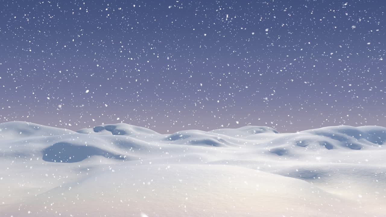 Premium stock video - Snow falling over winter landscape against purple ...