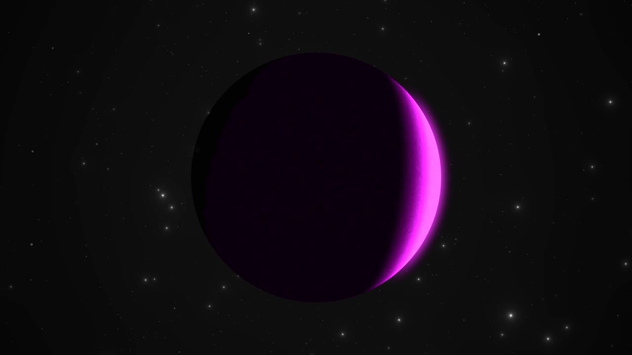 CGI Close Up Of Slow Turning Purple Alien Planet In Deep Space ...