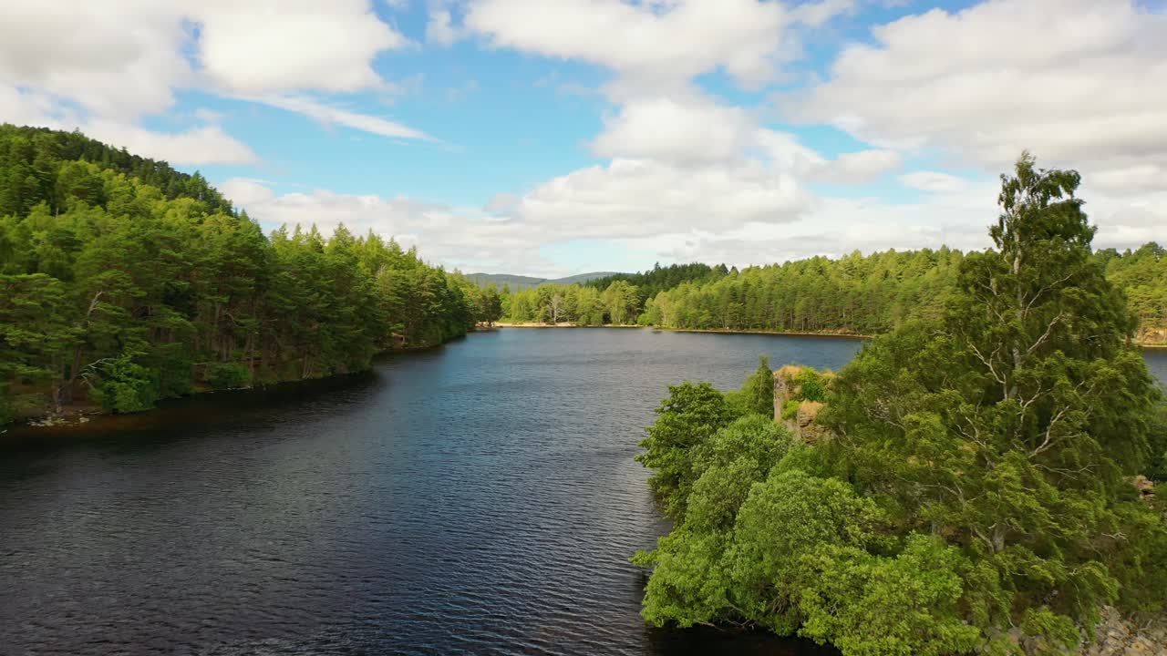 Premium stock video - Aerial vista of aviemore: loch an eilein castle ...