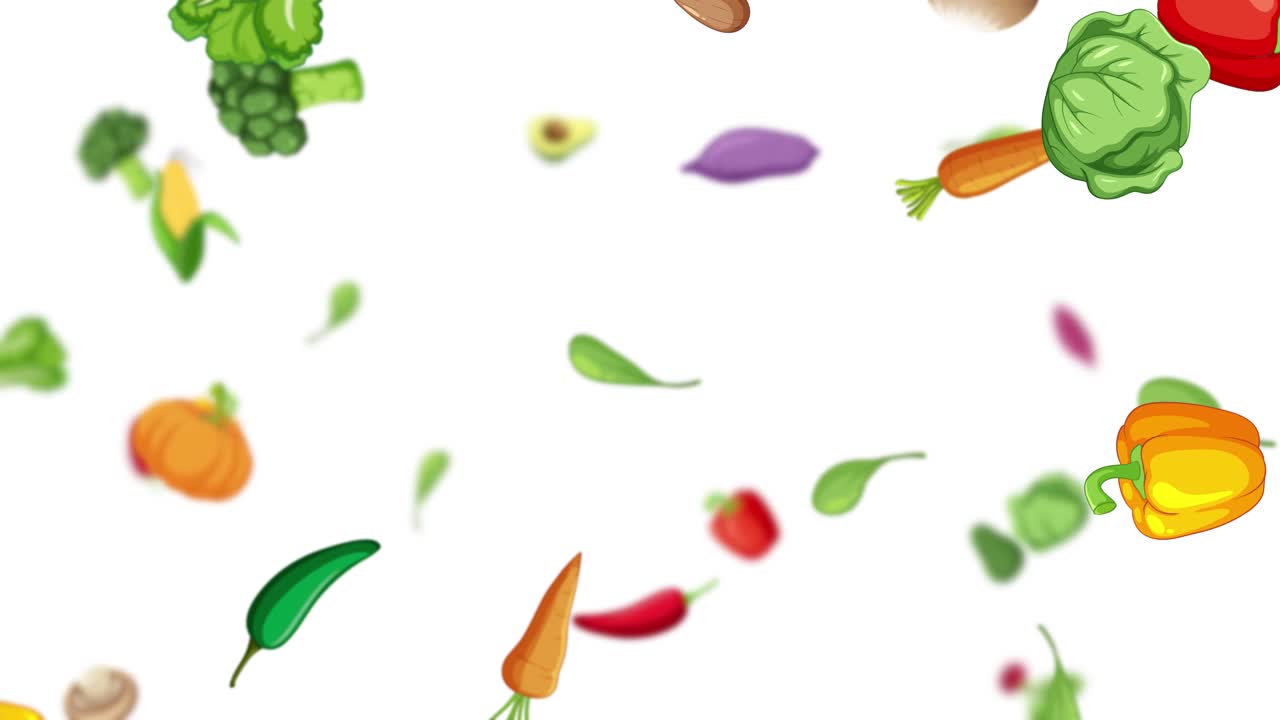 Falling Vegetables Illustration | Premium Stock Video Footage