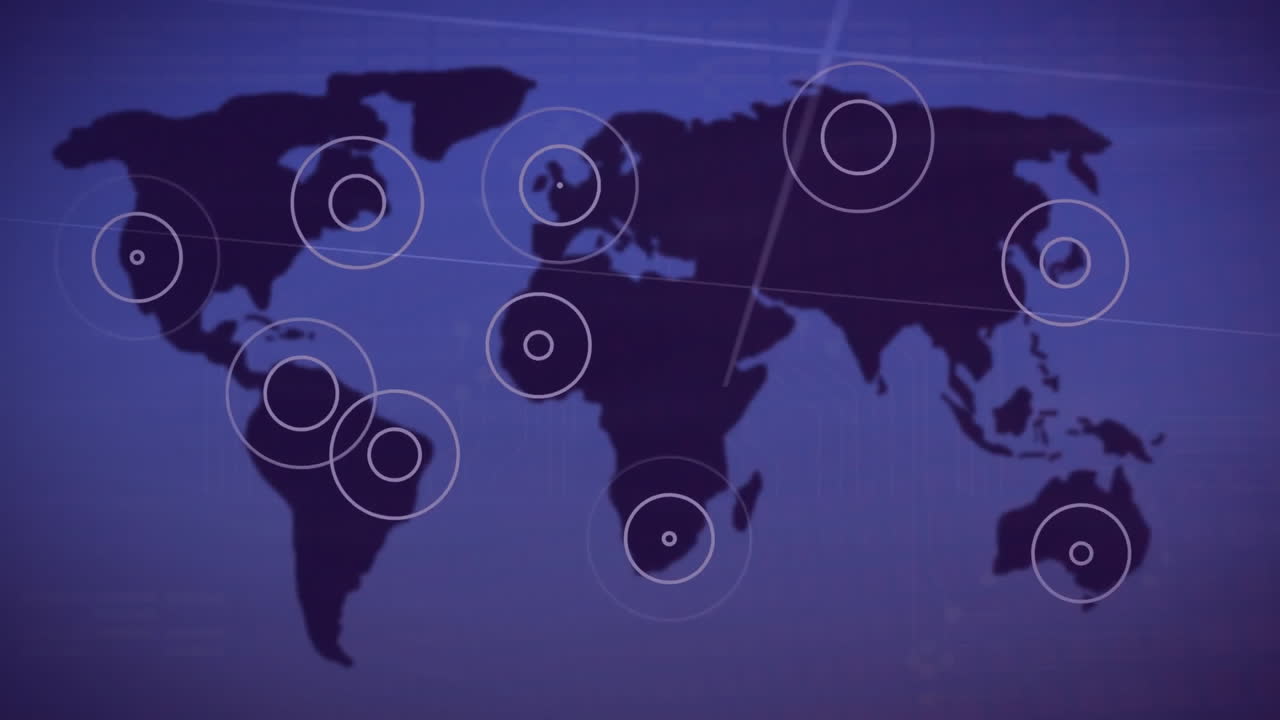 Premium stock video - Animated world map with target circles showing ...