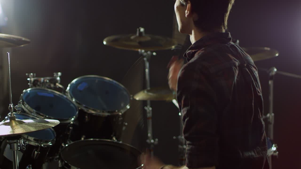 Drummer Playing Drum Kit Shot On R3D | Premium Stock Video Footage