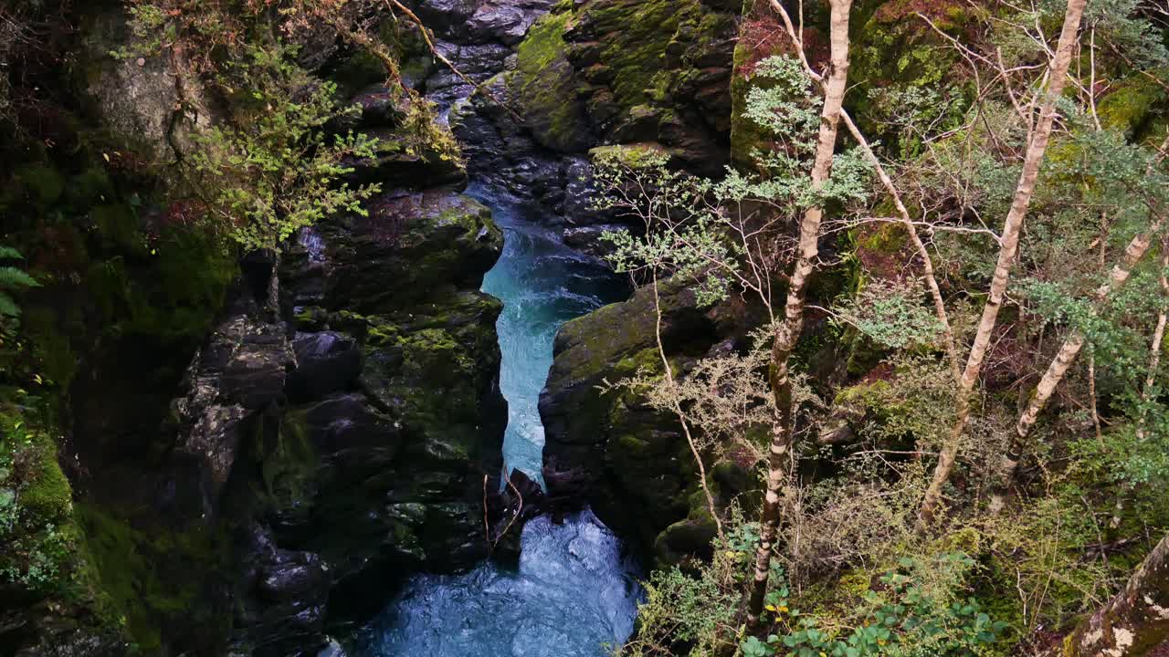 Deep Carved River Gorge With Sculpted Rock Outcropping Free Stock Video ...