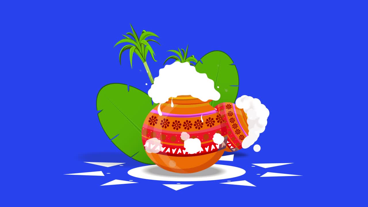 Happy Pongal festival greetings. Animation with Blue Screen Alpha ...