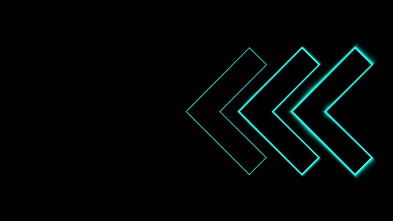 Premium stock video - Animation of glowing right neon blue arrows