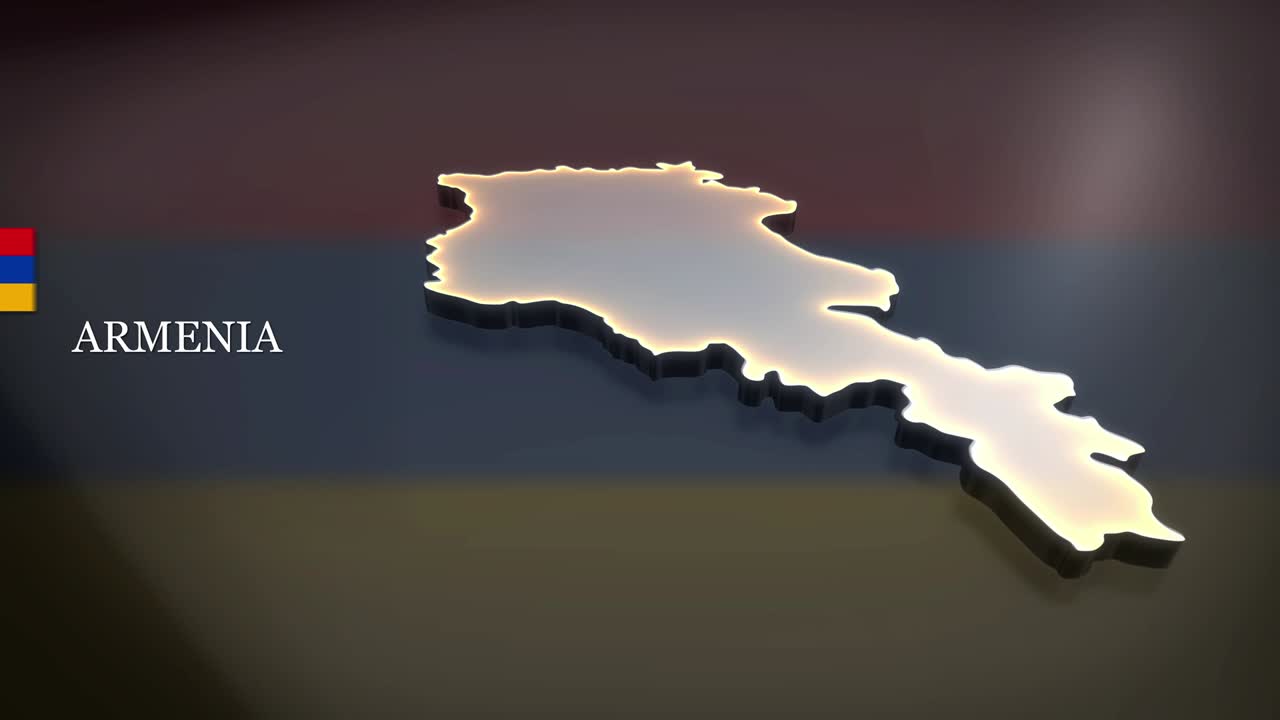 3D animated Map of Armenia | Premium Stock Video Footage