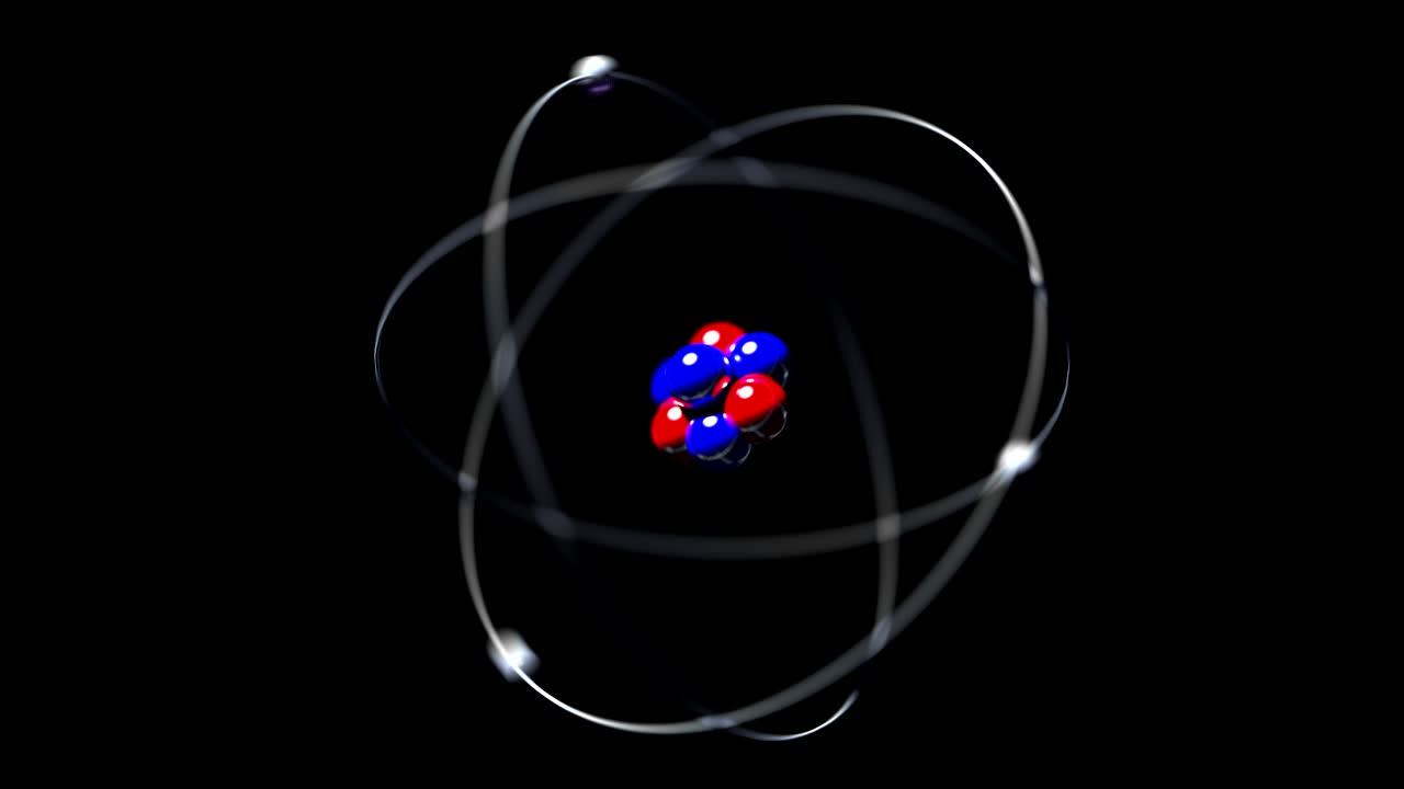 Premium stock video - Atom rotating single nucleus proton neutron ...
