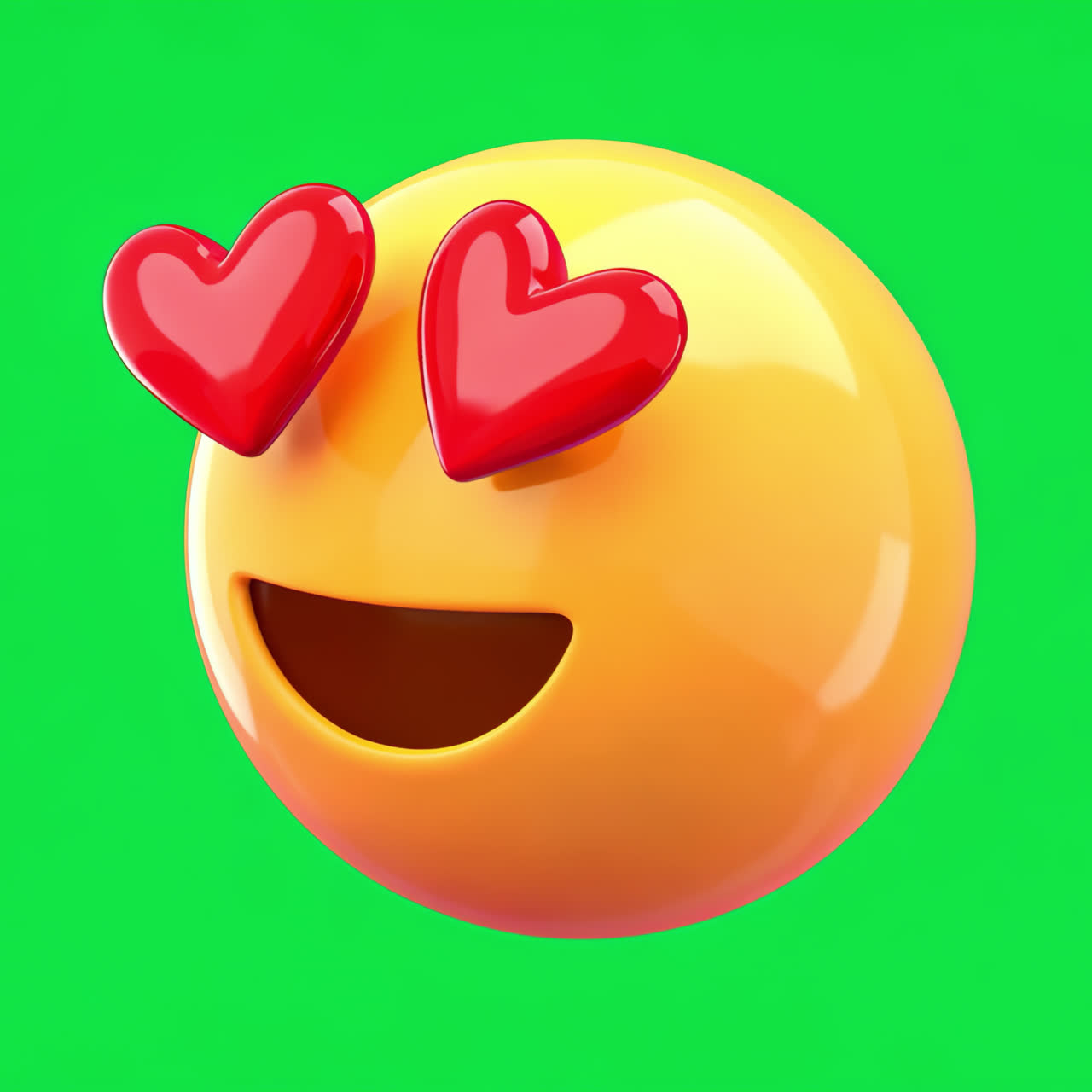 Joyful emoji with heart eyes animation isolated asset, transparent 4K ...