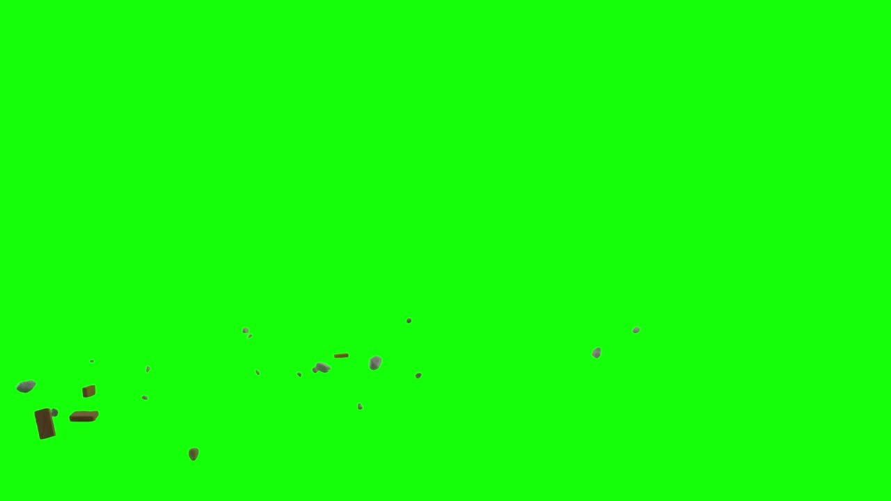 Premium stock video - Thrown pieces of bricks and rocks, appearing from ...