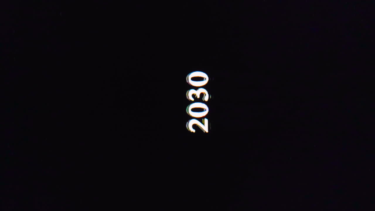 2030 vertical numbers glitch and flicker spreading blue noise across ...
