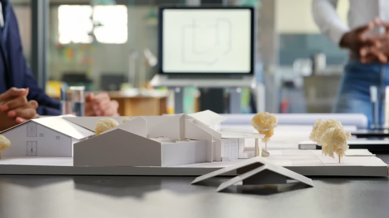 Premium stock video - Architectural model on the table 4k