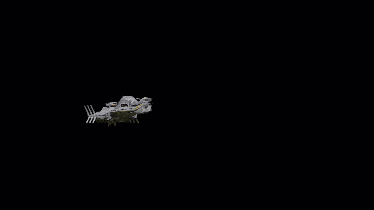 Giant Spaceship Flying, Side - Right View, Black Background Suitable ...