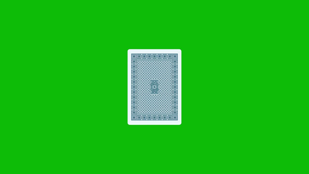 Back side of poker card spins and reveals on green screen, 3D animation ...