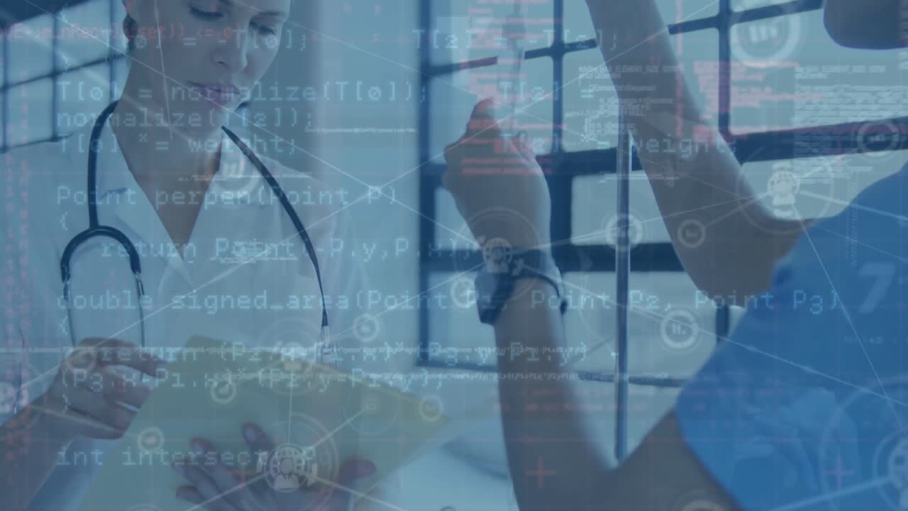 Premium stock video - Animation of connected icons, programming ...