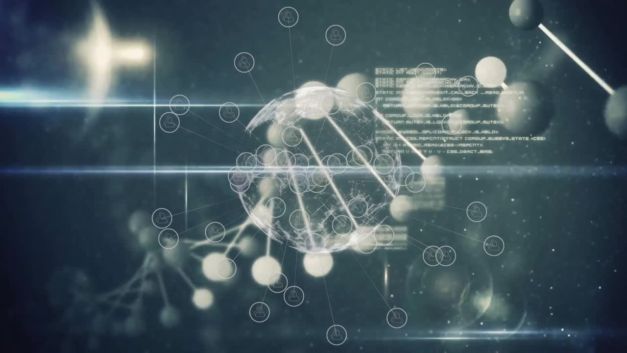 Premium stock video - Network of connections and data processing animation over abstract background