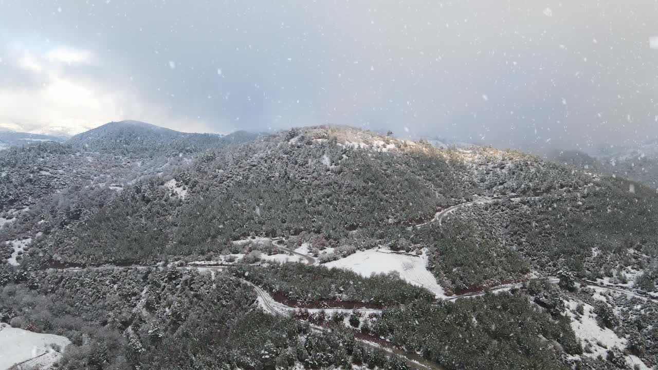 Free stock video - Winter forest mountains snow aerial drone