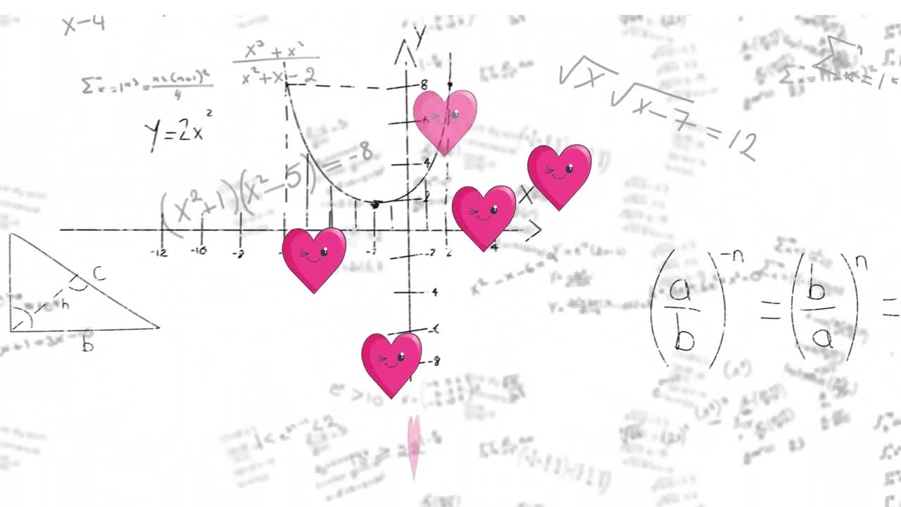 Premium stock video - Animation of hearts floating over math formulas ...