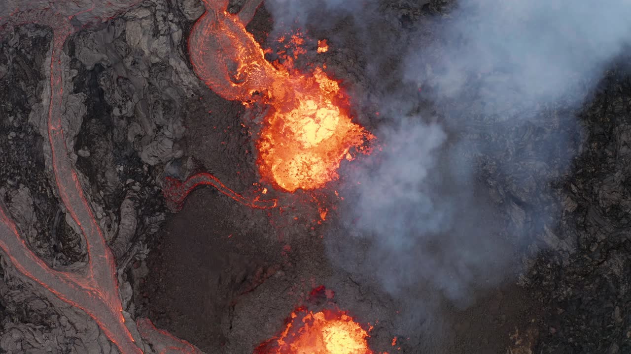 Fagradalsfjall Volcano Crater Spewing Fiery Lava During Eruption In ...