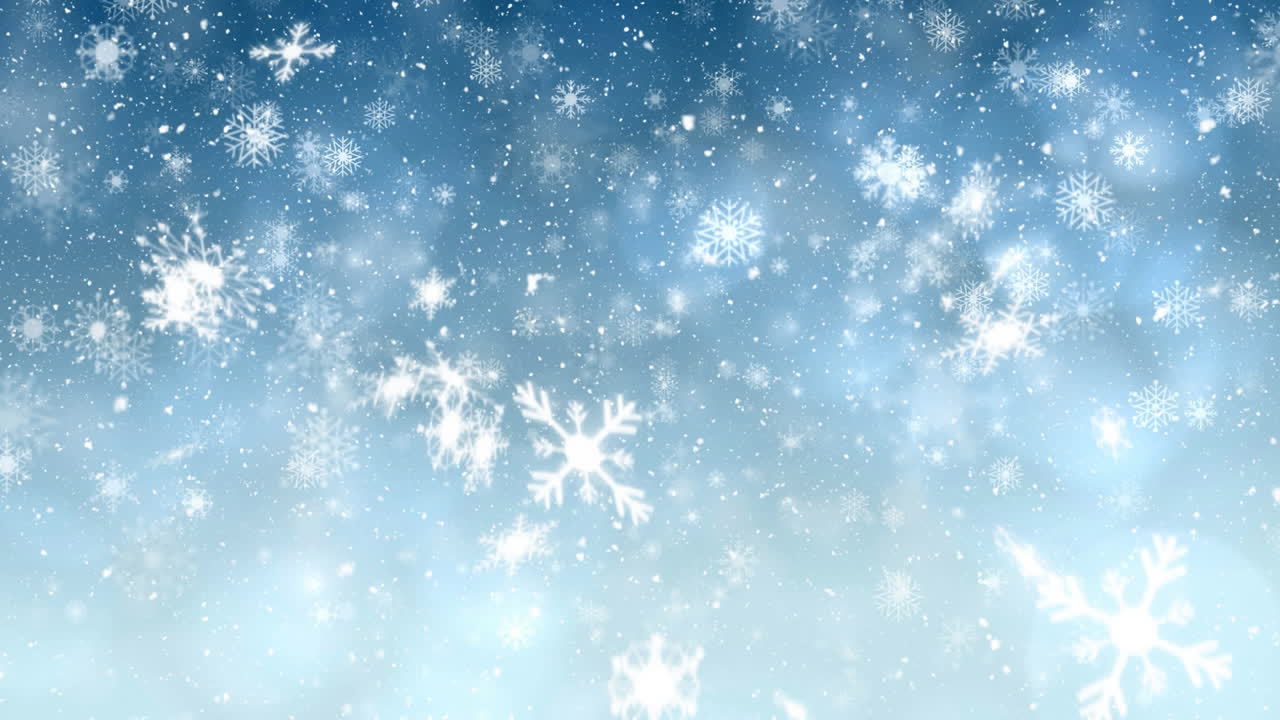 Snow falling on blue background | Premium Stock Video Footage