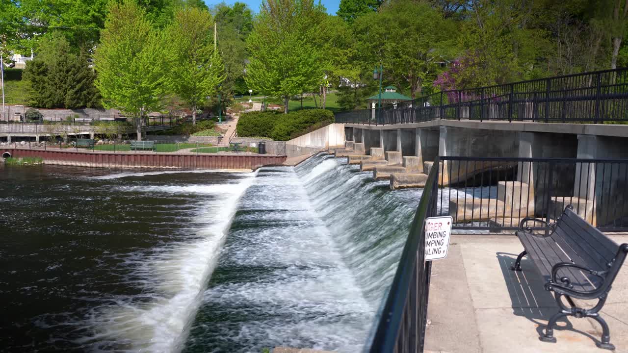 Dam in rockford michigan waterfall flowing water | Premium Stock Video ...