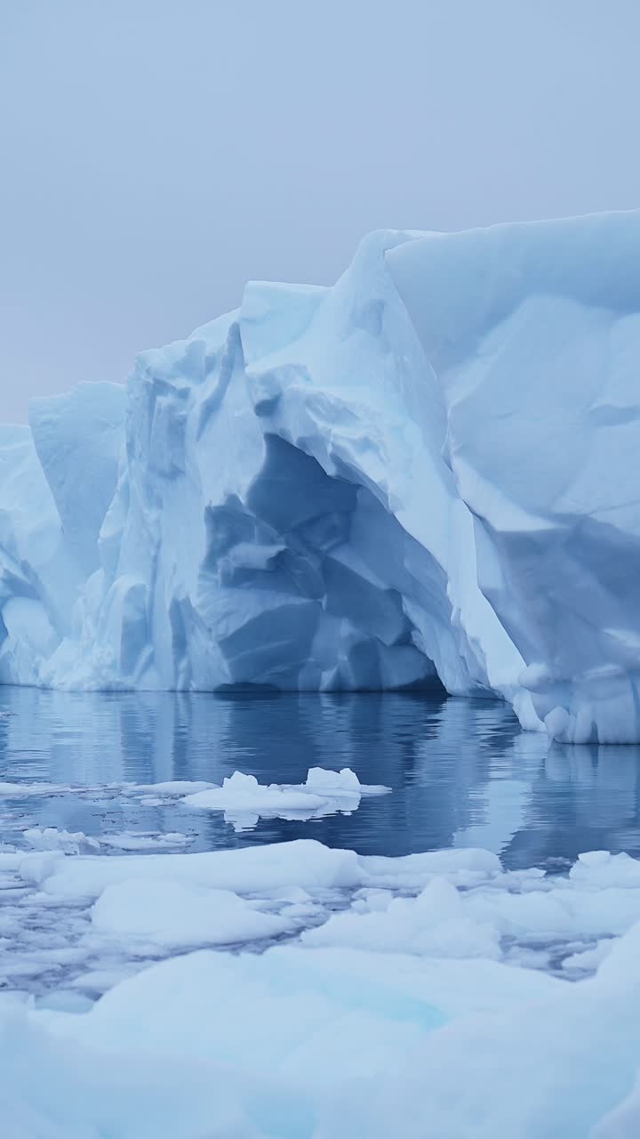Blue Iceberg Ice Formation Close Up Detail In Antarctica, Vertical ...