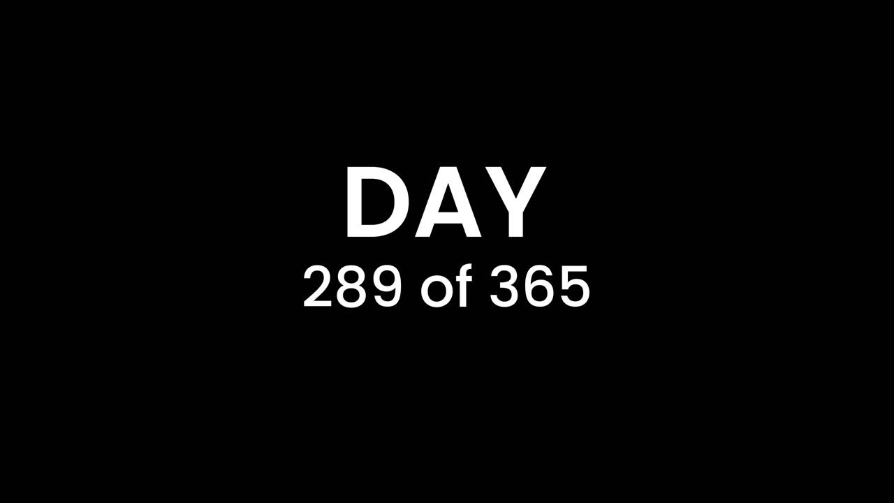 0 to 365 days counter with day text animation isolated on black ...