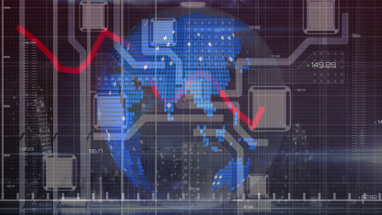 Digital Animation Of Graphs Moving And Data Processing Against ...